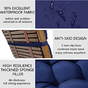 COGINQUS Indoor/Outdoor Rocking Chair Cushion Waterproof 43.3×19.7in-All Weather Patio&High Back Chair Cushions with Ties,Thicken Outdoor Garden Furniture Chair Pads Replacement (Hawaiian)