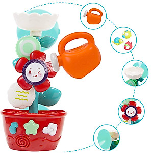 TOY Life Flower Bath Toys for Toddlers with Squirter Kids Magnetic Fishing Game with Magnetic Fishing Pole