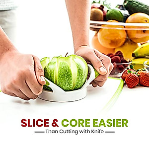 Utopia Kitchen - Apple Corer and Slicer- Fruit Cutter - Apple Divider - Wedger - Stainless Steel Slicer for Fruits - Vegetables- Ergonomic Handle- Easy Grip- 8 Sharp Blade & Slices (Green)