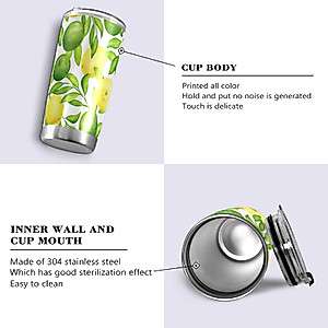 Yasala Tumbler Lemon Lime Watercolor Insulated Office Coffee Cup Back to School Beverage Container Travel Mug with Straw and Lid Double Wall Stainless Steel 20oz