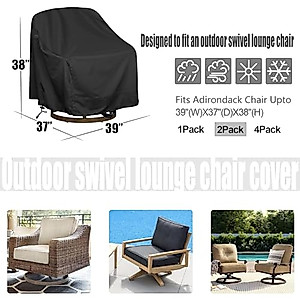 Outdoor Swivel Lounge Chair Cover 2 Pack, Fits to (39" W X 37" D X 38" H) Lawn Patio Chairs, 420D Tear-Resistant, UV Resistant, Waterproof for Furniture Covers