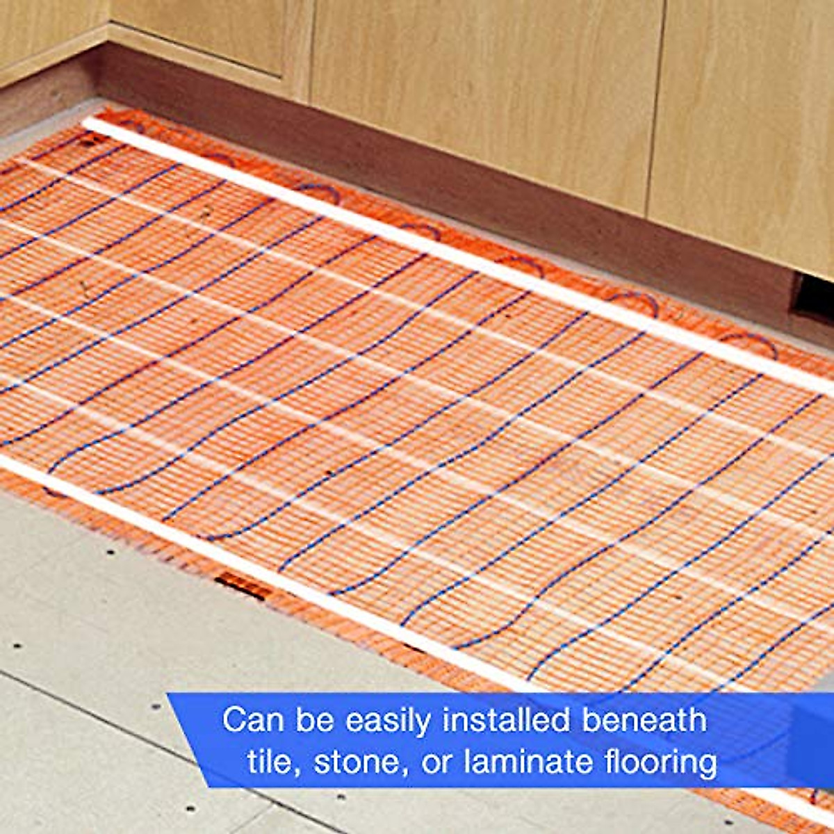 SunTouch TapeMat Electric Under Floor Heating Kit with Command Touch Programmable Thermostat 120V, 2.0' x 12.5' (25 Sq. Ft.), Orange