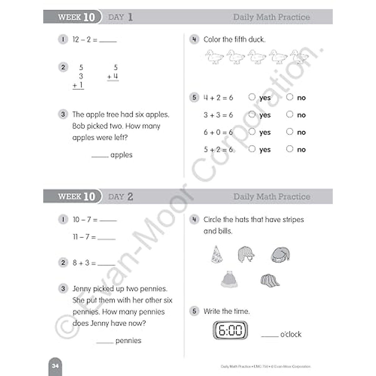 Evan-Moor Daily Math Practice, Grade 1