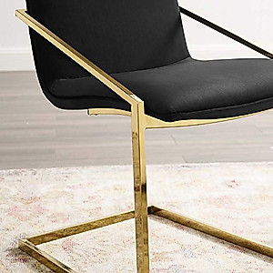 Modway Pitch Performance Velvet Dining Armchair, Gold Black 21.5 x 19.5 x 35.5