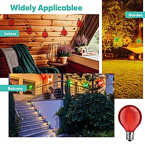 LEIFIDE 100 Pcs G40 LED Light Bulbs Replacement 1W Globe Bulbs Outdoor LED Light Bulb Fits C7 and E12 Candelabra Screw Base Sockets LED String Light Bulbs Shatterproof Bulbs, 2700k(Red, Green)