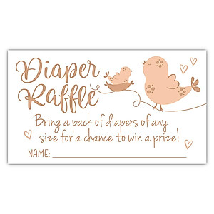 50 Baby Bird Diaper Raffle Tickets - Girl Baby Shower Game