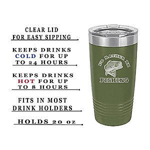 Rogue River Tactical Funny Fishing 20 Oz. Travel Tumbler Mug Cup w/Lid Vacuum Insulated Hot or Cold I'd Rather Be Fishing Bass Fishing Gift Fish (Green)