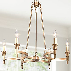 classy leaves Chandeliers for Dining Rooms, Chandeliers Modern, 6 Light Gold Chandelier Light Fixture for Living Room, Bedroom, 25" W x 25" L x 26.8" H