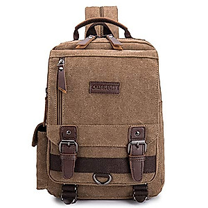 Small Canvas School Backpack, CMXSEVENDAY 11.8 inch Canvas Shoulder Sling Backpack Hiking Travel Daypacks Unisex Casual Bookbag