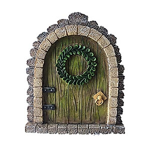 MUAMAX Fairy Garden Door Accessories Miniature Fairy Doors Wall Indoor/Outdoor Mystical Door for Tree Trunk (Brown)