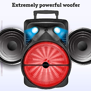 1600 Watts Bluetooth Speaker with Tripod, Wired Microphone & Remote Control | Rechargeable 15" Two Way Bluetooth DJ Light Speaker Package with USB SD Card inputs by Technical Pro