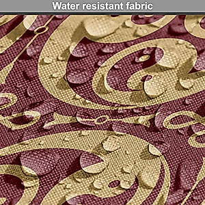 Ambesonne Yin Yang Fabric by The Yard, Oriental in Triple Circular Form with Everlasting Knot, Decorative Fabric for Upholstery and Home Accents, Sand Brown and Ruby