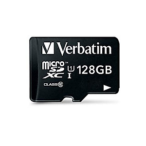 Verbatim 128GB Premium microSDXC Memory Card with Adapter, UHS-I Class 10