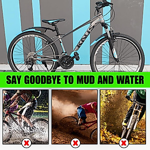 MAKELEN Bike Fender Set Mudguard Set Front and Rear 2 Parts-Universal Full Cover Thicken Widen Bicycle Adjustable Bike Fender Mud Guard Mudflap for MTB Road Bike Mountain Bike Black&Green