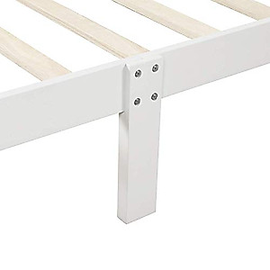 Harper & Bright Designs Wood Platform Bed Twin Bed Frame Mattress Foundation Sleigh Bed with Headboard/Footboard/Wood Slat Support