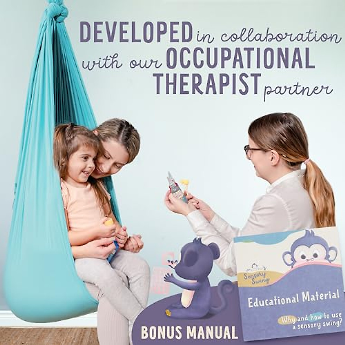 Moonkee Sensory Swing for Kids Indoor - Calming and Relaxing Hug Effect Therapy Swing for ADHD, Anxiety, Autism Swing - OT Approved and Safety Tested - Outdoor Sensory Joy Swing for Kids and Adults