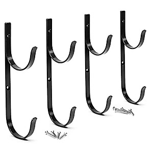 Pool Pole Hanger Aluminum Alloy Brushes Hooks Garden Tool Hooks Swimming Pool Pole Hanger Telescopic Poles Holder Swimming Accessories - Black 4PCS.