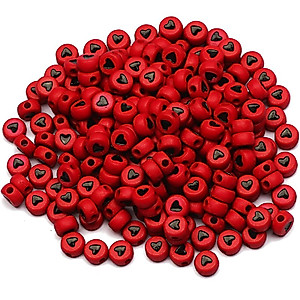 NHBT YU 4 * 7mm Red Heart Acrylic Beads Round Flat Loose Spacer Beads for Jewelry Making Handmade Charm DIY Bracelet Accessories Wholesale T725 (Color : Red, Item Diameter : 100pcs)