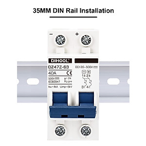 DIHOOL 40 Amp dc circuit breaker, 2-pole 500V DIN Rail Mount solar disconnect switch for Solar panels