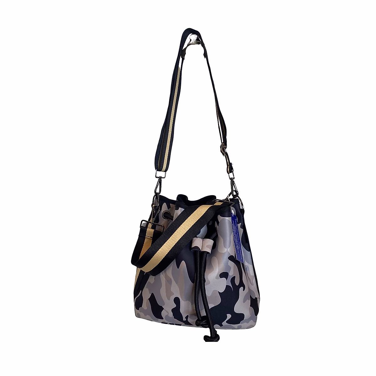 Dallas Hill Designs Crossbody Bucket Purse for Women | Neoprene Handbag | Drawstring Hobo Shoulder Bag | Plus Extra Pouch