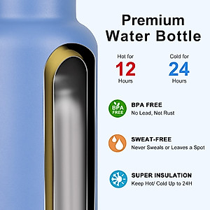 Mollcity Kids Water Bottle 12 oz Stainless Steel Vacuum Insulated Water Bottle with Leak Proof Lid, Sports Water Flask with Wide Handle (Royal Blue)