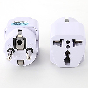 ANRANK UE3360AK 2 Packs Universal AU US UK to EU Europe Plug AC 250V Power Travel Adapter White