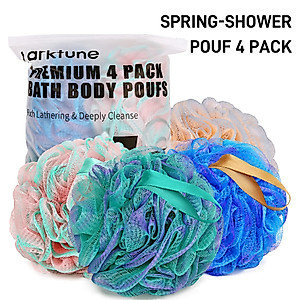 Shower Loofah Bath Sponge 75g - 4 Pack Large Soft Nylon Mesh Puff for Men, Loofah Shower Exfoliating Scrubber Pouf, Full Cleanse, Beauty Bathing Accessories-1