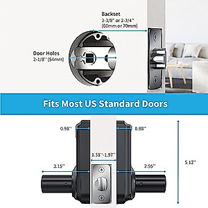 Signstek Keyless Entry Door Lock,Digital Smartcode Lock for Front Door,Keypad with Handle and Security Key,Touchscreen,Easy Installation, Matte Black