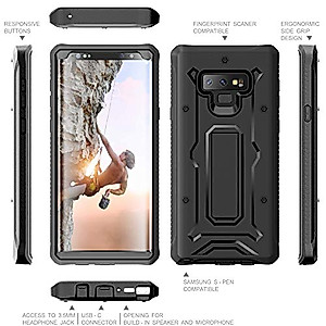 ArmadilloTek Vanguard Designed for Samsung Galaxy Note 9 Case (2018 Release) Military Grade Full-Body Rugged with Built-in Screen Protector & Kickstand (Black)