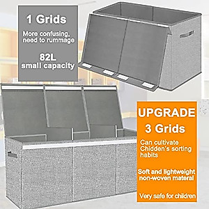 Pantryily Extra Large Toy Box for Girls Boys - Collapsible Kids Toy Chest Boxes Organizers and Storage for Nursery,Playroom,Office 35.8"x12.6"x16"(Grey)