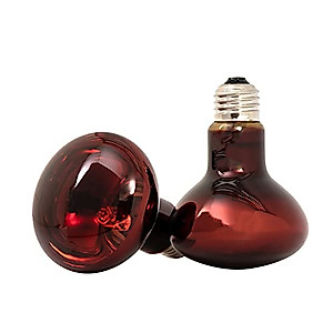 Protover Infrared Reptile Heat Lamp Bulb, 75 Watt Basking Spot Light, Red Heat Lamp Bulb for Reptiles and Amphibian Chicks, Dog Heating Use, 2Packs