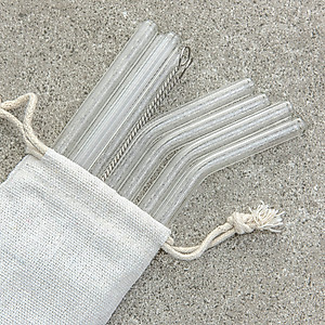 Simplifi It Assorted Clear Glass Straw Set with Nylon Cleaning Brushes (11 PC.) - SI-SGL10-11C