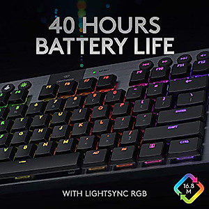Logitech G915 TKL Tenkeyless Lightspeed RGB Mechanical Gaming Keyboard, Low Profile Switch Options, LIGHTSYNC RGB, Advanced Wireless and Bluetooth Support - Tactile (Renewed)