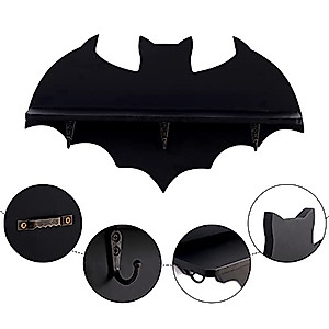 Bat Shelf Coffin Shelf Crystal Shelf Spooky Floating Shelves Goth Decor Bat Shelf,Wooden Gothic Decor for Home, Black Hanging Wooden Shelf for Wall, Witchy Room Decor for Crystal Keys