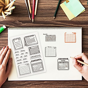 PH PandaHall Clear Calendar Stamps, Number Rubber Stamps Months Silicone Stamp Transparent Seal Stamps for DIY Scrapbooking, Photo Album Decorative, Cards Making, 6.2x4.3inch