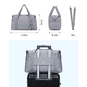 Weekender Bags for Women, BAGSMART Gym Bag with Yoga Mat, Travel Duffle Overnight Bag for Travel Essentials, Large Hospital Bag for Labor and Delivery(Grey)