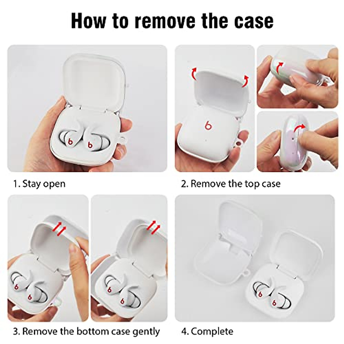 Beats Fit Pro Case Cover, Filoto Laser PC Beats Fit Pro Case for Women Girls, Cute Protective Apple Beats Fit Pro Earbuds Case Cover with Keychain Accessories,White