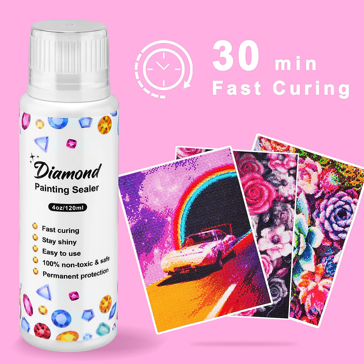 Diamond Painting Sealer 120ML, 5D Diamond Painting Glue for Permanent Hold & Shine Effect (4 OZ)