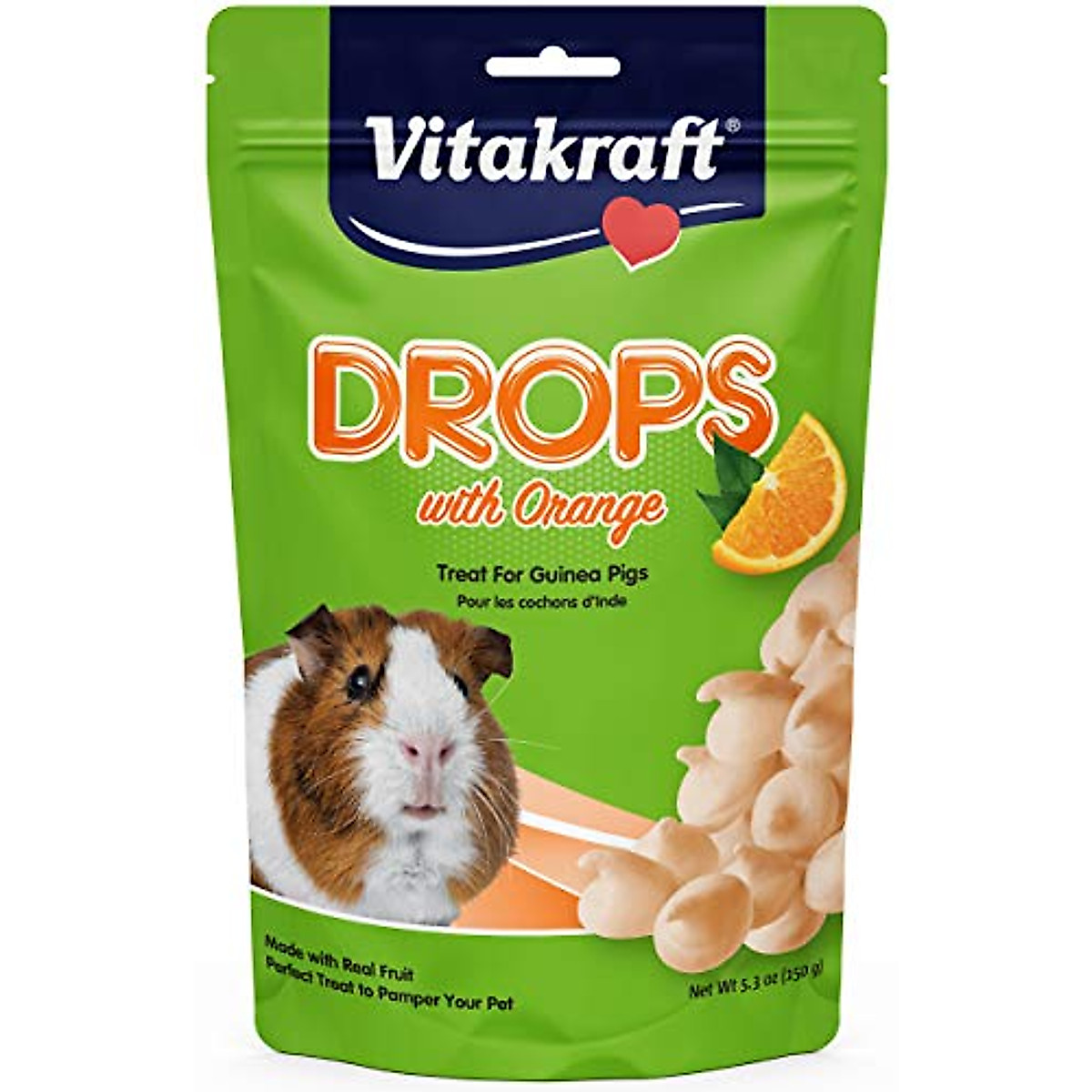 Vitakraft Drops Guinea Pig Treat - Orange - Yogurt Treats for Guinea Pigs Orange 5.3 Ounce (Pack of 1)