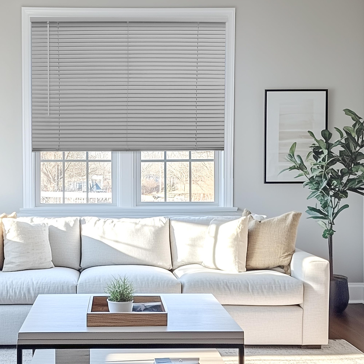 CHICOLOGY Blinds for Windows , Mini Blinds , Window Blinds , Door Blinds , Blinds & Shades , Camper Blinds , Mini Blinds for Windows , Horizontal Window Blinds , Gloss Gray, 48"W X 48"H