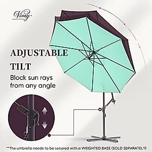 VINEY 10ft Patio Offset Umbrellas Cantilever Umbrella, Large Outdoor Umbrella w/Infinite Tilt, Waterproof UV Protection & Cross Base for Backyard, Poolside, Lawn and Garden (Mint Green)