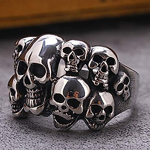 Jude Jewelers Stainless Steel Gothic Skull Vintage Antique Style Biker Cocktail Party Ring (Silver, 10)