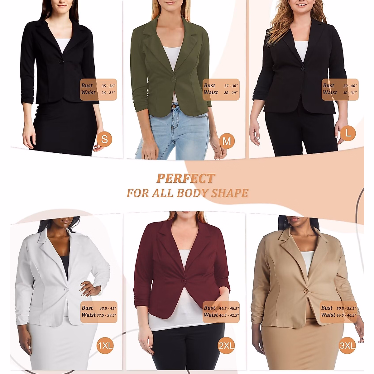 Hybrid & Company Womens Lightweight Casual Work Office Stretch Ponte Cardigan Blazer Jacket JK1131 Black Medium