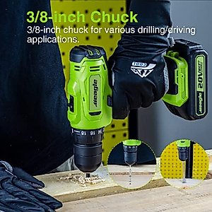 Meagle Cordless Drill, 20V Power Drill set with Battery & charger, 2 Variable Speed Electric Power Drill 18+1 Torque Setting, 3/8” Chuck with Drill Bits& Tool Bag
