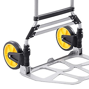 Folding Hand Truck and Dolly,264 Lb Capacity Heavy-Duty Aluminum Luggage Trolley Cart with Telescoping Handle and Wheels for Indoor Outdoor Moving Travel