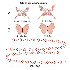 Rose Gold Party Decoration Blush Pink Tissue Flowers Pom Pom Paper Lantern with Leaf Garland 3D Butterfly for Wedding Engagement Birthday Baby Bridal Shower Bachelorette Tea Party Decorations Supplies