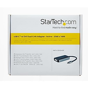 StarTech.com USB 3.1 Type-C to Dual Link DVI-I Adapter - Digital Only - 2560 x 1600 - Active USB-C to DVI Video Adapter Converter (CDP2DVIDP), Space Gray