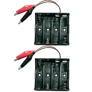 risingsaplings 4 Slots 4X 1x4 1.5V Total: 6V AA Battery Holder Box with Alligator Clip Easy to use (Pack of 2)