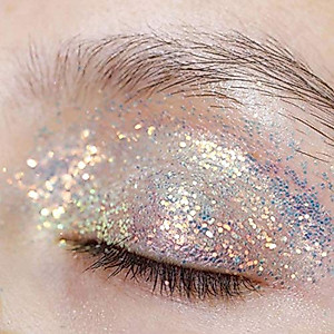 COKOHAPPY Holographic Chunky Glitter Total 80g Body Nail Face Cosmetic Hexagon Chunky Holographic Glitter for Resin Accessories (Mermaid)