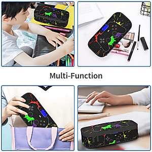 Game Joystick Splash Cool Gamer Pencil Case Big Capacity Storage Pencil Pouch Stationery Bags With Zipper Portable Pen Holder Box Organizer For Boys Kids Student College School Office Supplies